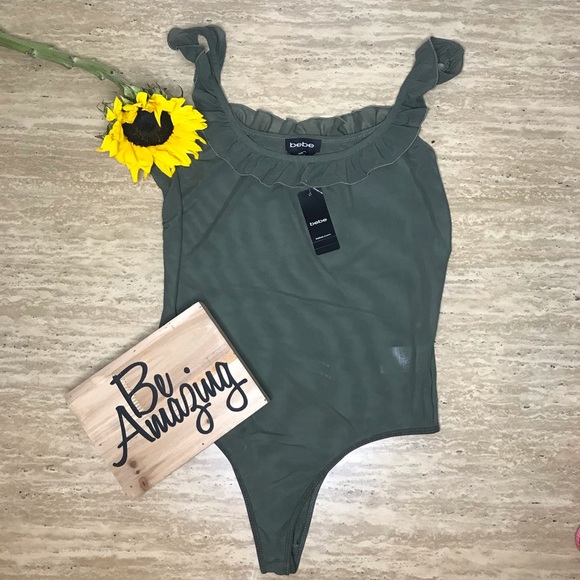 bebe | Tops | New Green Bebe Bodysuit Medium | Poshmark